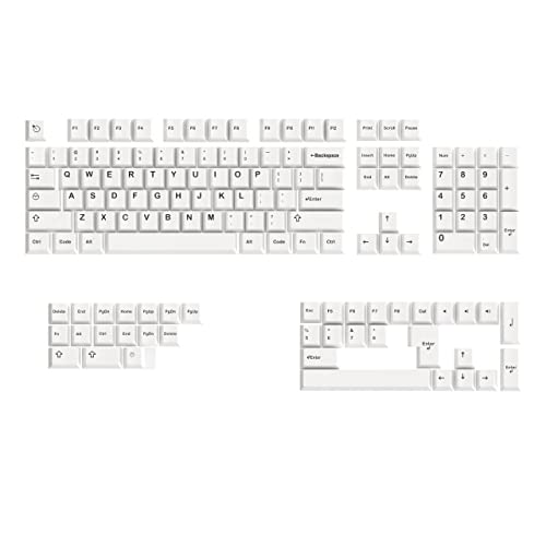 KEYMECHER PBT Custom Keycaps Compatible with Cherry MX, Kailh, Getern Switches and Clones, Cherry Profile, Doubleshot 142-Keycap Set for Mechanical Gaming Keyboard, White Snowflake