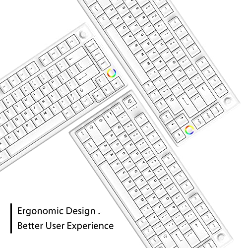 KEYMECHER PBT Custom Keycaps Compatible with Cherry MX, Kailh, Getern Switches and Clones, Cherry Profile, Doubleshot 142-Keycap Set for Mechanical Gaming Keyboard, White Snowflake