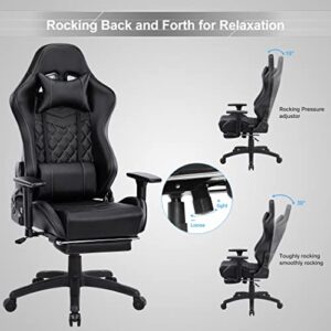 Blue Whale Heavy Duty Gaming Chair for Adults and 350LBS Reinforced Base,Thickened Seat Cushion, Adjustable Armrest, Big and Tall Ergonomic Office Computer Chair with Massage