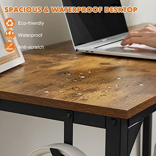 Computer Desk Small Office Desk 40 Inch Writing Desks Small Space Desk Study Table Modern Simple Style Work Table with Storage Bag Headphone Hook Wooden Tabletop Metal Frame for Home, Bedroom