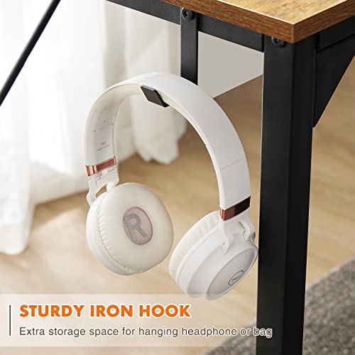 Small Computer Desk 31 Inch Small Office Desk Writing Desks Home Office Desks Small Space Desk Study Table Modern Simple Style Work Table with Storage Bag Headphone Hook Metal Frame for Home, Bedroom