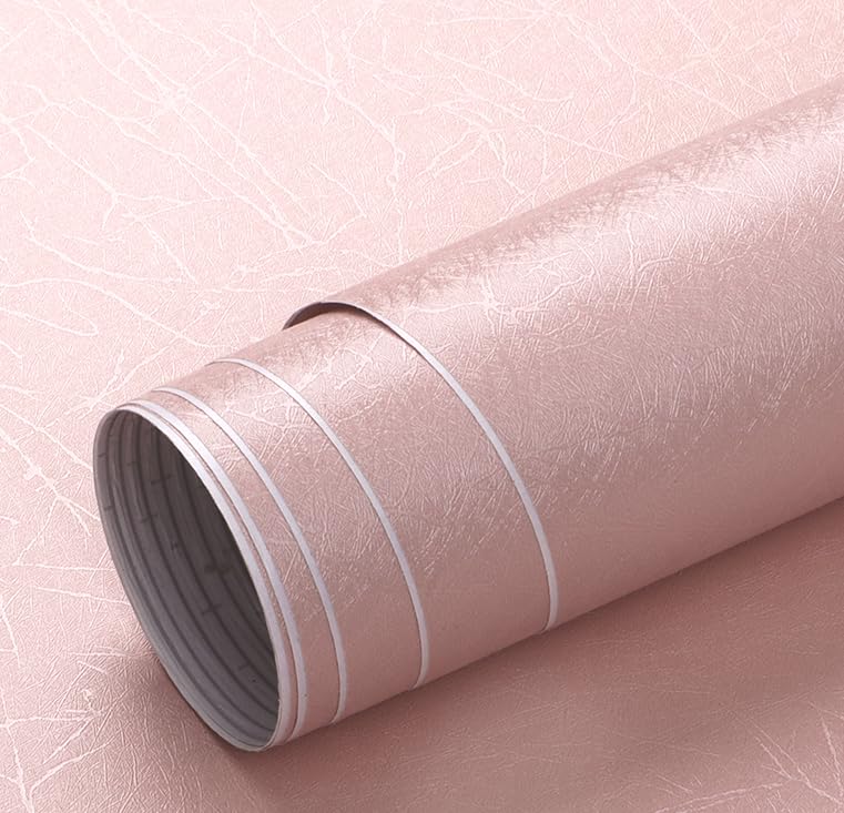 GloryTik 17.7"X78.7" Pink Wallpaper Peel and Stick Silk Textured Wallpaper Pink Contact Paper Self Adhesive Removable Wallpaper Thicken Wallpaper for Bedroom Walls Cabinet Decoration Vinyl Rolls