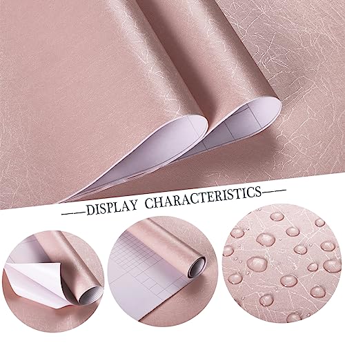 GloryTik 17.7"X78.7" Pink Wallpaper Peel and Stick Silk Textured Wallpaper Pink Contact Paper Self Adhesive Removable Wallpaper Thicken Wallpaper for Bedroom Walls Cabinet Decoration Vinyl Rolls