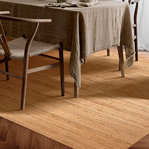 Hausattire Hand Woven Jute Braided Rug, 6'x9' - Natural, Reversible Rustic Farmhouse Area Rugs for Living Room, Kitchen, Bedroom - 72x108 Inches