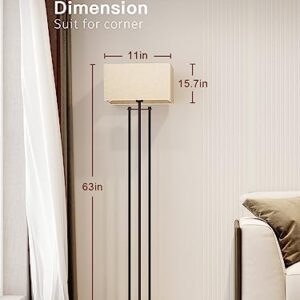 addlon Floor lamp for Living Room, Modern Standing lamp with Linen Shade, Decorative Simple Design Floor Lamps for Bedroom and Office - Black