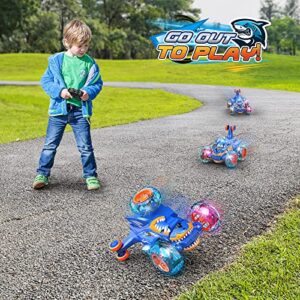 LET'S GO! RC Car Toys for Boys 3+: Shark Remote Control Stunt Cars for 4 5 6 7 8 Year Old Boy Gift 360° Rolling Twister with Lights Outdoor Toy Birthday Gifts for Kids Age 4-8 Toddler Monster Truck