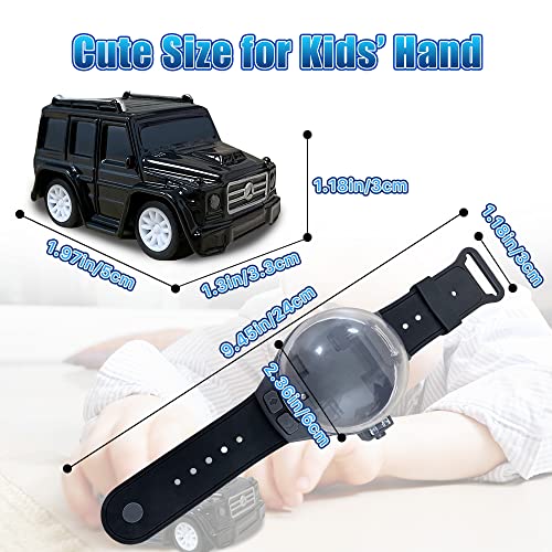 Mini Remote Control Car Watch Toys, Small RC Watch Racing Car with USB Charging, 2.4 GHz Detachable Cute Watch Car Toy for Boys Girls Gift Birthday Christmas (Black)