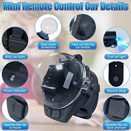 Mini Remote Control Car Watch Toys, Small RC Watch Racing Car with USB Charging, 2.4 GHz Detachable Cute Watch Car Toy for Boys Girls Gift Birthday Christmas (Black)