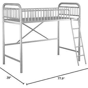 Merax Twin Size Metal Loft Bed, No Box Spring Needed, Silver