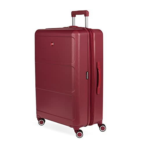 SwissGear 8090 Hardside Expandable Luggage with Spinner Wheels, Burgundy, Checked-Large 28-Inch