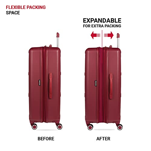 SwissGear 8090 Hardside Expandable Luggage with Spinner Wheels, Burgundy, Checked-Large 28-Inch