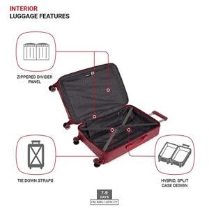 SwissGear 8090 Hardside Expandable Luggage with Spinner Wheels, Burgundy, Checked-Large 28-Inch