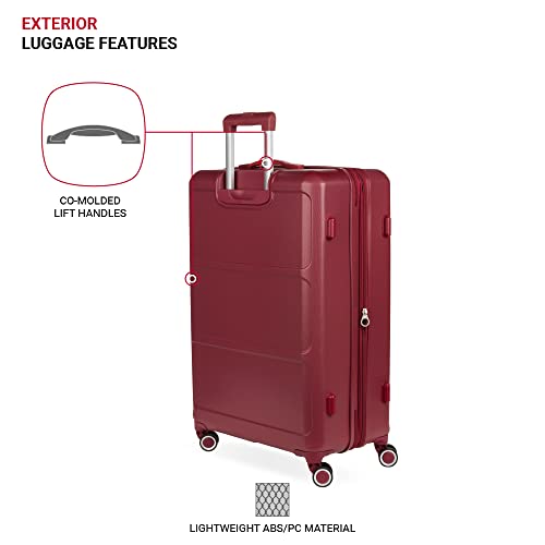 SwissGear 8090 Hardside Expandable Luggage with Spinner Wheels, Burgundy, Checked-Large 28-Inch