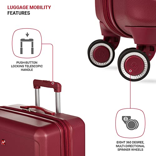 SwissGear 8090 Hardside Expandable Luggage with Spinner Wheels, Burgundy, Checked-Large 28-Inch