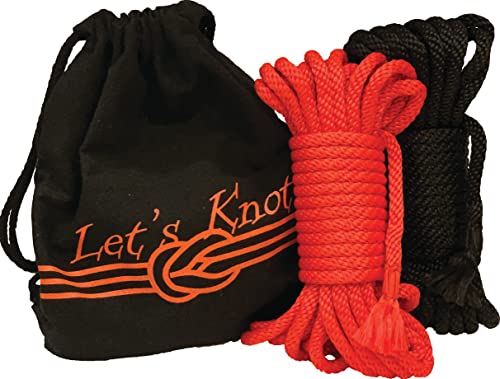 Let's Knot - Rope Kit for Beginners and Experienced Riggers - Silky Soft Rope - Perfect for Simple and Complex Knots - Japanese Rope Style - Set of Two 30 Ft Ropes 1 Storage Bag - 8mm Braided Rope