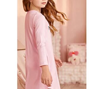 SrffbreMeOly Big Girls Cute Nightgown Long Sleeve Cotton Nightdress Loose Sleepwear Teens Size 10-18Years