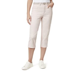 gloria vanderbilt women's high rise belted capri, rosy pink