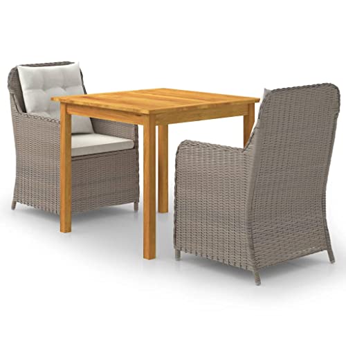 YUHI-HQYD 3 Piece Patio Dining Set,Balcony Furniture,Conversation Set,Casual Table Chairs,Assembly Required,Suitable for Balcony, Deck, Backyard, Patio, Garden, Poolside, Brown