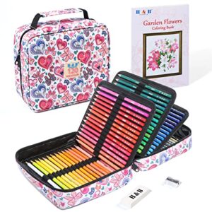 h & b 120 colored pencils for adult coloring, soft core coloring pencils set with coloring book & portable storage bag for drawing, coloring, art supplies gift for artists adults kids beginners