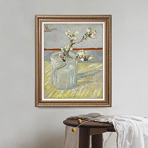 Dimensean Stamped Cross Stitch Kits Full Range of Embroidery Patterns Starter Kits for Beginners Adult or Kids DIY Cross Stitches Needlepoint Kits 11CT-Apricot Flower in Van Gogh Cup 15.7x19.7 inch