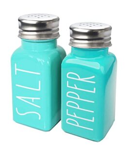 farmhouse salt and pepper shakers set,turquoise salt shakers for kitchen,glass salt and pepper shakers set,cute salt shaker,gift for women,modern farmhouse decor,home decor,wedding decor (turquoise)