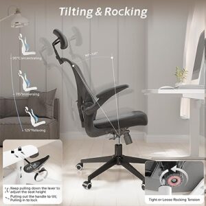 SICHY AGE Ergonomic Chair with Headrest Big and Tall Office Chair Computer Chair Desk Chair Adjustable Headrest Lumbar Support 450 lbs Heavy Duty Office Chair with Metal Base Black