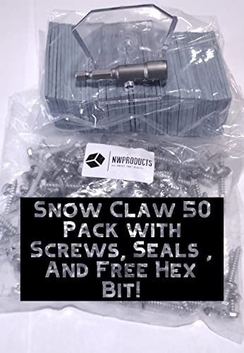 50 Snow Claw FB (Flat Bottom) with Sealing Gasket,100 Ruspert Screws, Free Hex bit !! Snow Guard,Ice Guard, Snow Guard for Metal Roofing