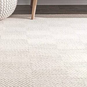 Handwoven Wool Area Rug- Natural Yarn- Contemporary Farmhouse Decor- ecofriendly Rugs for Bedroom Living Room (Ivory, 5'x8')