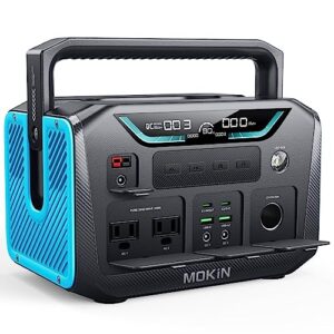 mokin portable power station, 300w outdoor generator 288wh lithium battery emergency backup power source with pd 100w usb c input/output, 2 usb a&dc, 2 ac outlet, led flashlight for camping rv travel