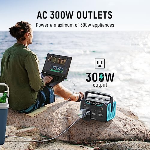 MOKiN Portable Power Station, 300W Outdoor Generator 288Wh Lithium Battery Emergency Backup Power Source with PD 100W USB C Input/Output, 2 USB A&DC, 2 AC Outlet, LED Flashlight for Camping RV Travel