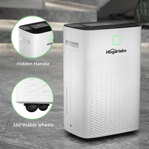 HOGARLABS 30 Pint Dehumidifiers Up to 2000 Sq Ft for Continuous Dehumidify, Home Dehumidifier with Digital Control Panel and Drain Hose for Basements, Bedroom, Bathroom.