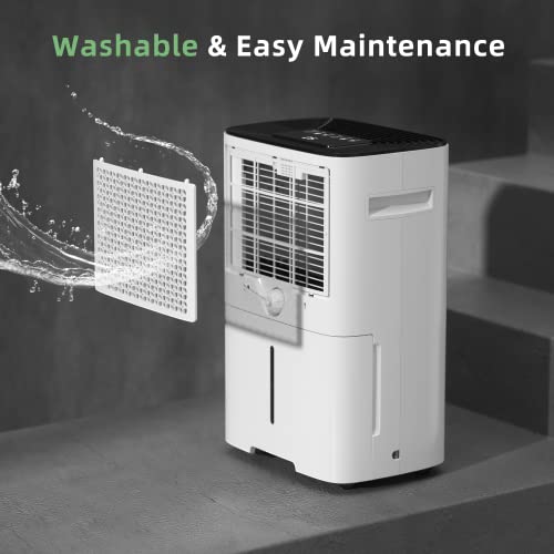 HOGARLABS 30 Pint Dehumidifiers Up to 2000 Sq Ft for Continuous Dehumidify, Home Dehumidifier with Digital Control Panel and Drain Hose for Basements, Bedroom, Bathroom.