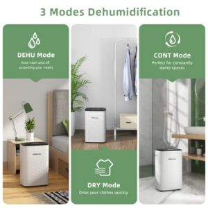 HOGARLABS 30 Pint Dehumidifiers Up to 2000 Sq Ft for Continuous Dehumidify, Home Dehumidifier with Digital Control Panel and Drain Hose for Basements, Bedroom, Bathroom.