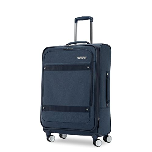 AMERICAN TOURISTER Whim Softside Expandable Luggage, Navy Blue, Medium Spinner