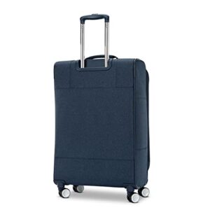 AMERICAN TOURISTER Whim Softside Expandable Luggage, Navy Blue, Medium Spinner