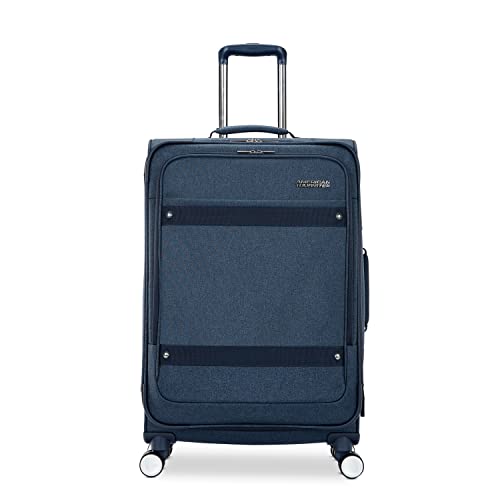 AMERICAN TOURISTER Whim Softside Expandable Luggage, Navy Blue, Medium Spinner