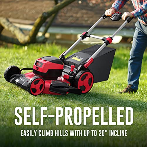 PowerSmart 80V MAX 21-Inch Brushless Self-Propelled Lawn Mower, 3-in-1 Mowing Function with 6.0Ah Battery and Charger (PS76821SRB)