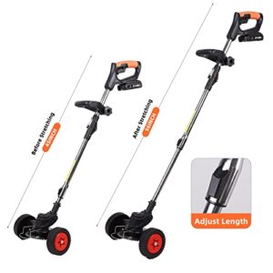 Weed Wacker Cordless Weed Eater,3-in-1 Lightweight Push Grass String Trimmer Edger,21V Li-Ion Battery Powered,3 Lawn Tools with Lightweight Wheeled for Home Garden Yard Mowing（Black）