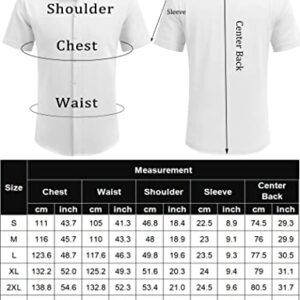 COOFANDY Men's Casual Button Down Shirts Linen Untucked Business Fitted Casual Shirt Short Sleeve Light Green