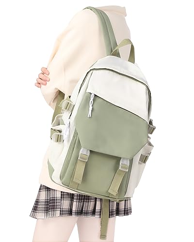 UPPACK Backpack small backpack for women aesthetic college backpack travel backpack Hiking Preppy Backpack for Men Lightweight Casual Daypack（Grey Green）