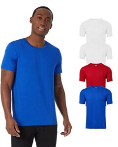 32 degrees mens 4 pack cool crewneck t-shirt | anti-odor | quick drying | 4-way stretch, 2 white/berry/blue, x-large