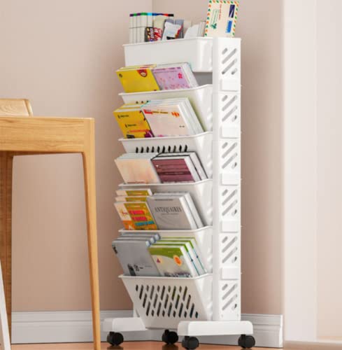 APBATS 6 Tier Book Rack Storage Bookshelf, Removable Movable Unique Bookcase, Utility Organizer White Bookshelves for Kids Children Students Study in Bedroom Living Room Home School