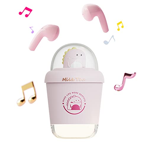 Kids Earbuds for Small Ear Canals Pink Kids Wireless Earbuds for Kids Ear Buds Cute Milk Tea Cups Bluetooth in-Ear Headphones Earphones for kids with Microphones for iPhone, Android, iPad ,Galaxy