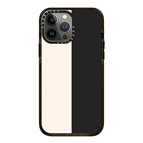 CASETiFY Impact Case for iPhone 13 Pro Max Compatible with Magsafe - White/Black Colorblock - Clear Black