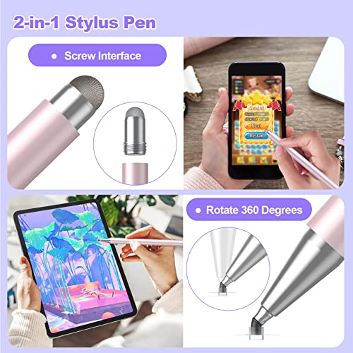 Stylus Pens for Touch Screens, High Precision 2-in-1 Disc Stylus Pen for iPad Compatible with iPhone/iPad/Android/Tablets and All Capacitive Touch Screens