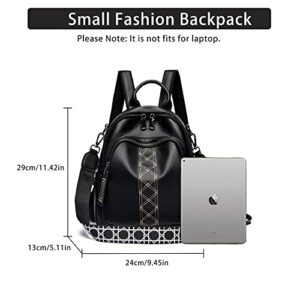 NZ SIXVONA Mini Backpack for Women, Fashion Convertible Soft PU Leather Small Backpack Purse with Detachable Strap for Women, Teen Girls-Black