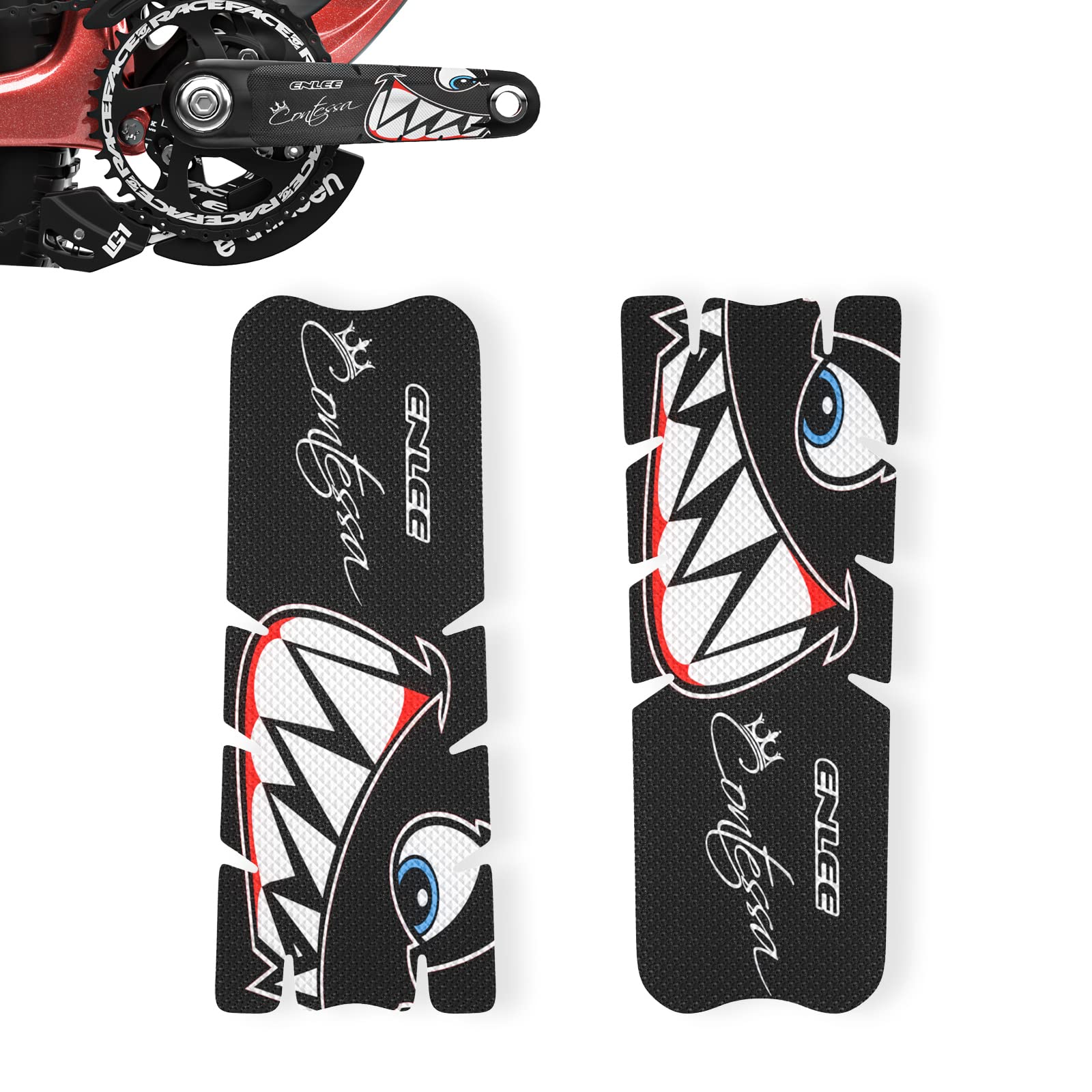 ENLEE One Pair Mountain Bike Stickers, Bicycle Frame Protector for Bike Cranksets/Bicycle Handlebar (for Crankset/Black)