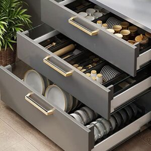 Smart Spaces Kitchen Drawer Organizer for Multi-Function with sturdy aluminum alloy material and adjustable divider to Store Cutlery, Silverware, Flatware, and Knives adding a luxurious feel to your kitchen (Set of 5)