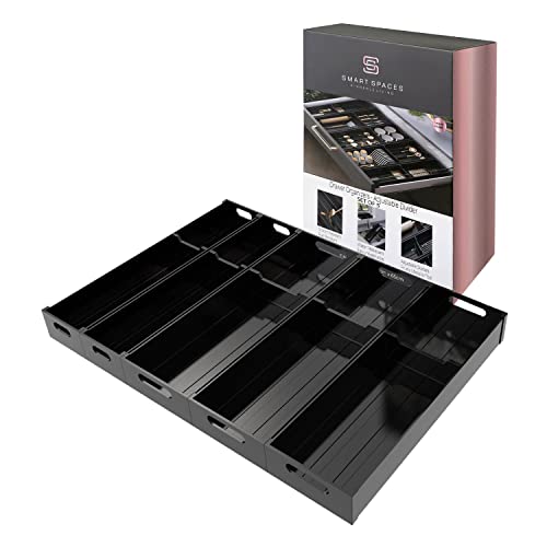 Smart Spaces Kitchen Drawer Organizer for Multi-Function with sturdy aluminum alloy material and adjustable divider to Store Cutlery, Silverware, Flatware, and Knives adding a luxurious feel to your kitchen (Set of 5)