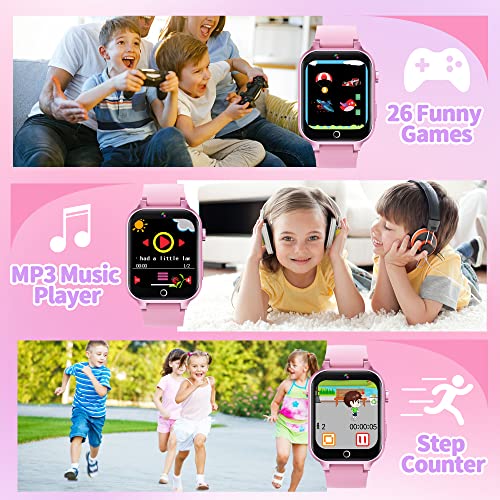 AWEHIRU Kids Smart Watch Girls Boys - Smart Watch for Kids Games Watch with 26 Games Music Player HDCamera Pedometer Alarm Video Flashlight Birthday Gifts for Kids 3-12 Years Old